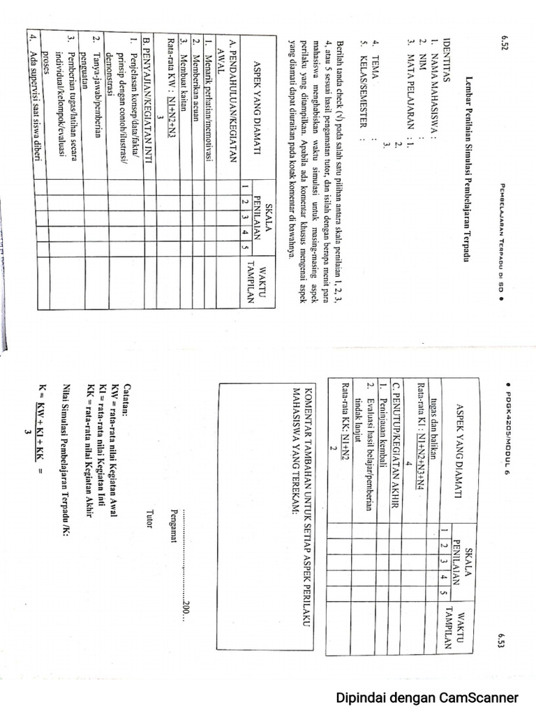 Lembar Penilaian Simulasi | PDF