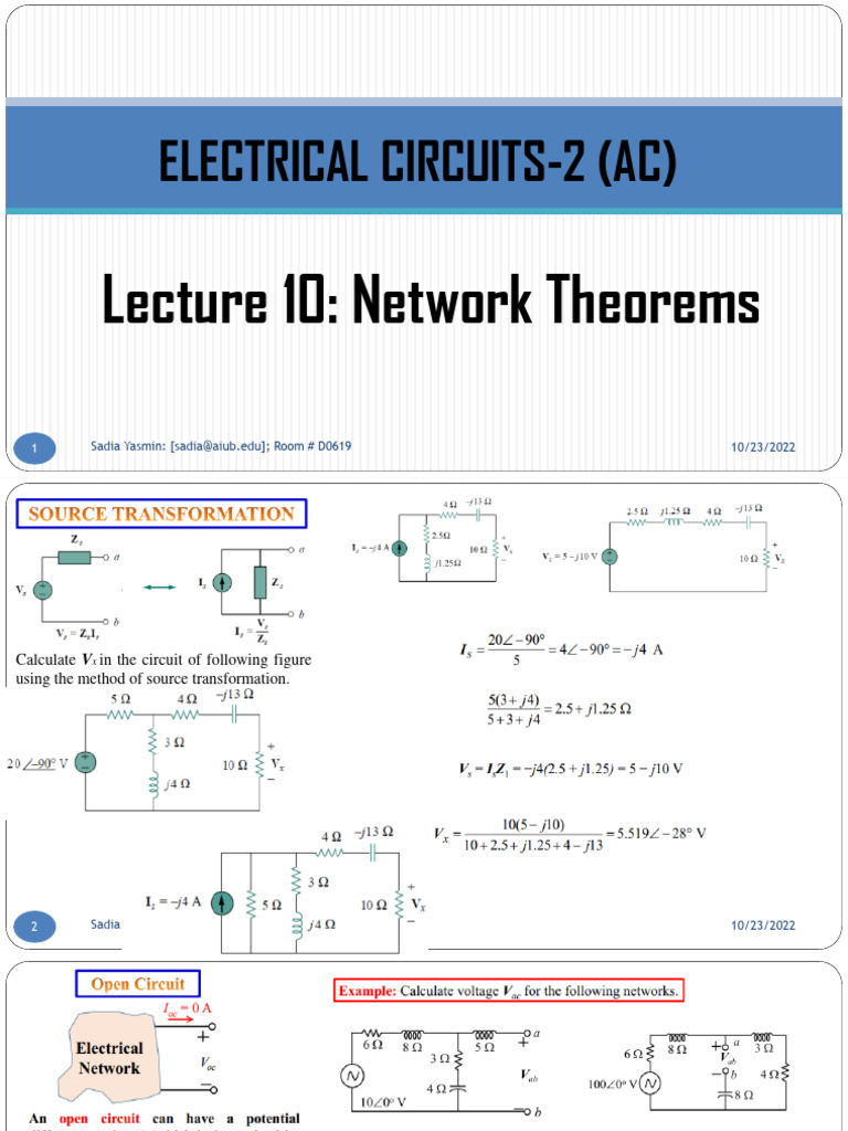10_Network Theorems | PDF | Electrical Network | Electrical Impedance