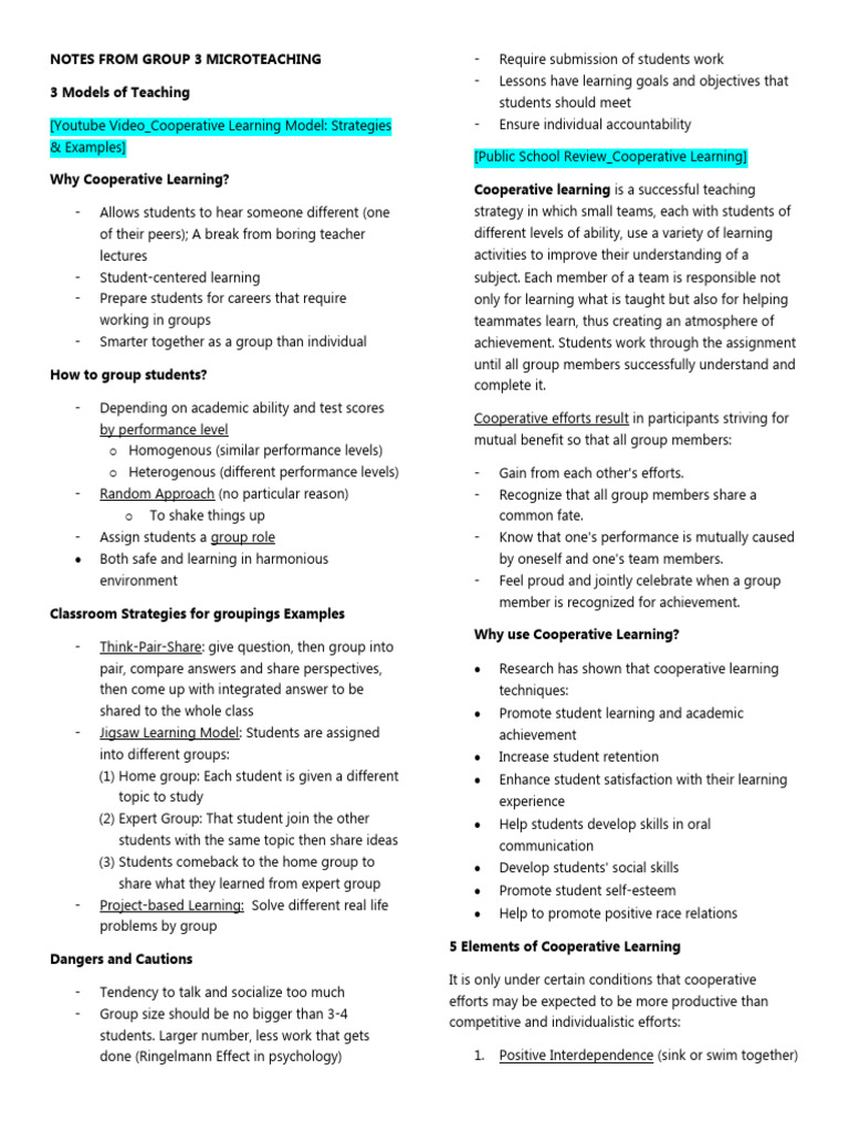N3 - Group 3 Microteaching - Models of Teaching | PDF | Inquiry Based Learning | Learning