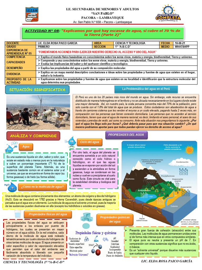 Ciencia y Tecnología-Primero A, B, C, D-Actividad #08-Elda Rosa Paico García | PDF | Propiedades ...