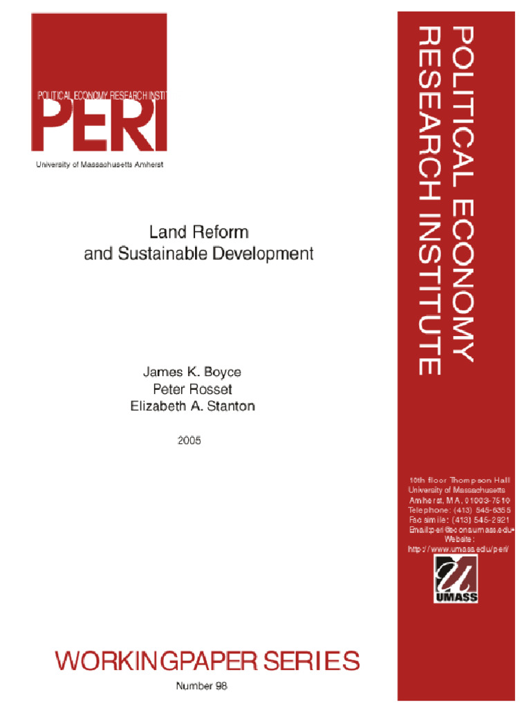 Land Reform and Sustainable Development | PDF | Agriculture | Smallholding