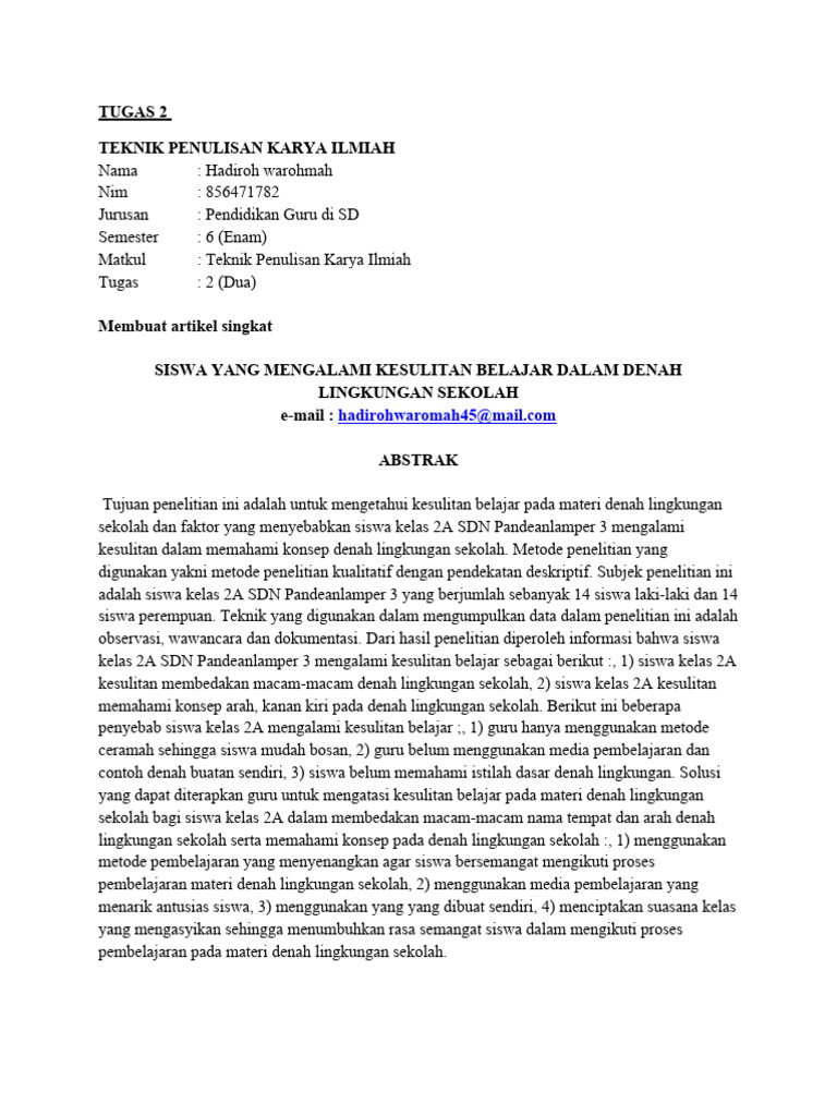 Kesulitan Belajar Denah Sekolah SD | PDF | Karier & Perkembangan