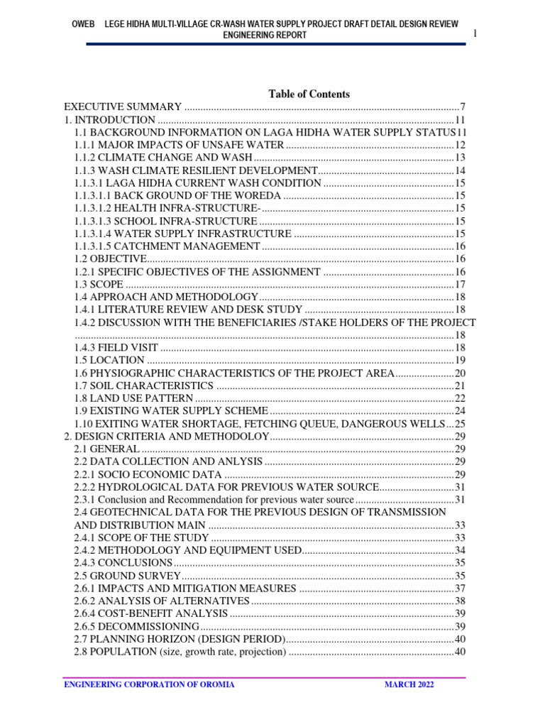 Lege Hidha Revised Technical Report | PDF | Water | Water Supply