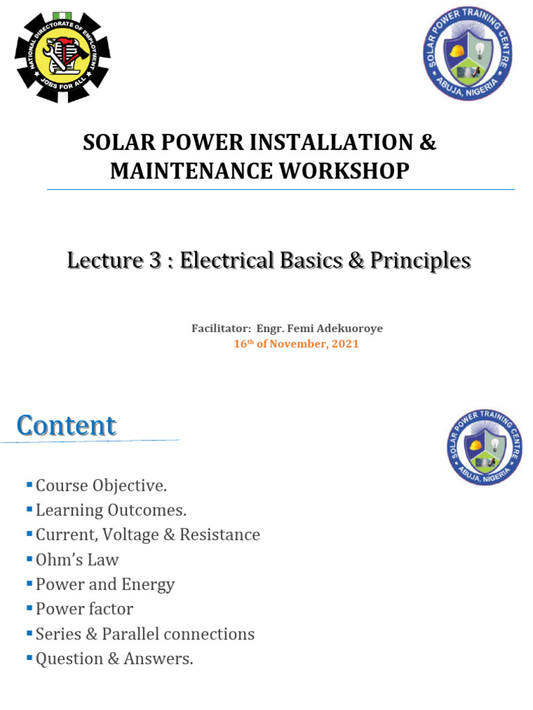 Electrical Basics and Principles | PDF | Voltage | Solar Panel