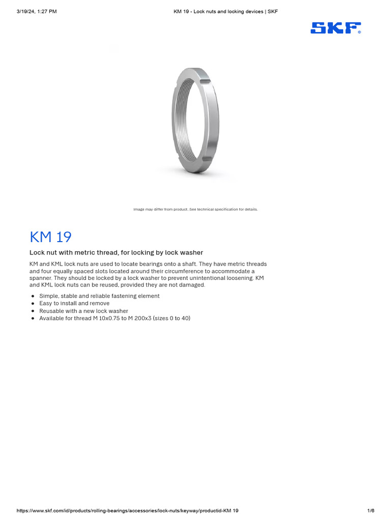 KM 19 - Lock Nuts and Locking Devices - SKF | PDF | License | Copyright
