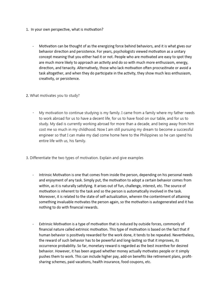 Quiz No.1 (Motivation) | Download Free PDF | Motivational | Motivation