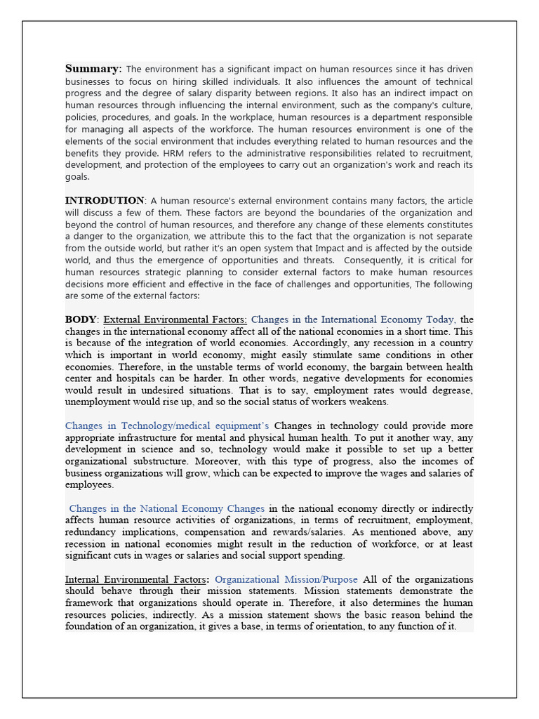 Summary | PDF | Human Resource Management | Employment