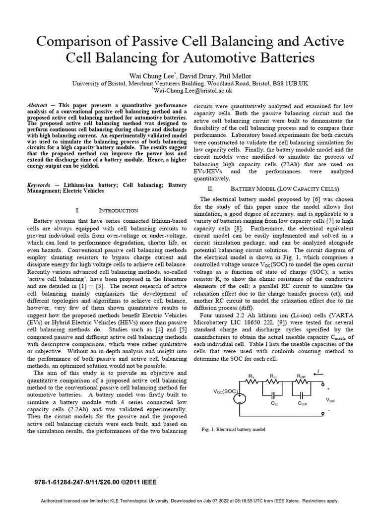 Automotive Battery Balancing Analysis | PDF | Lithium Ion Battery ...