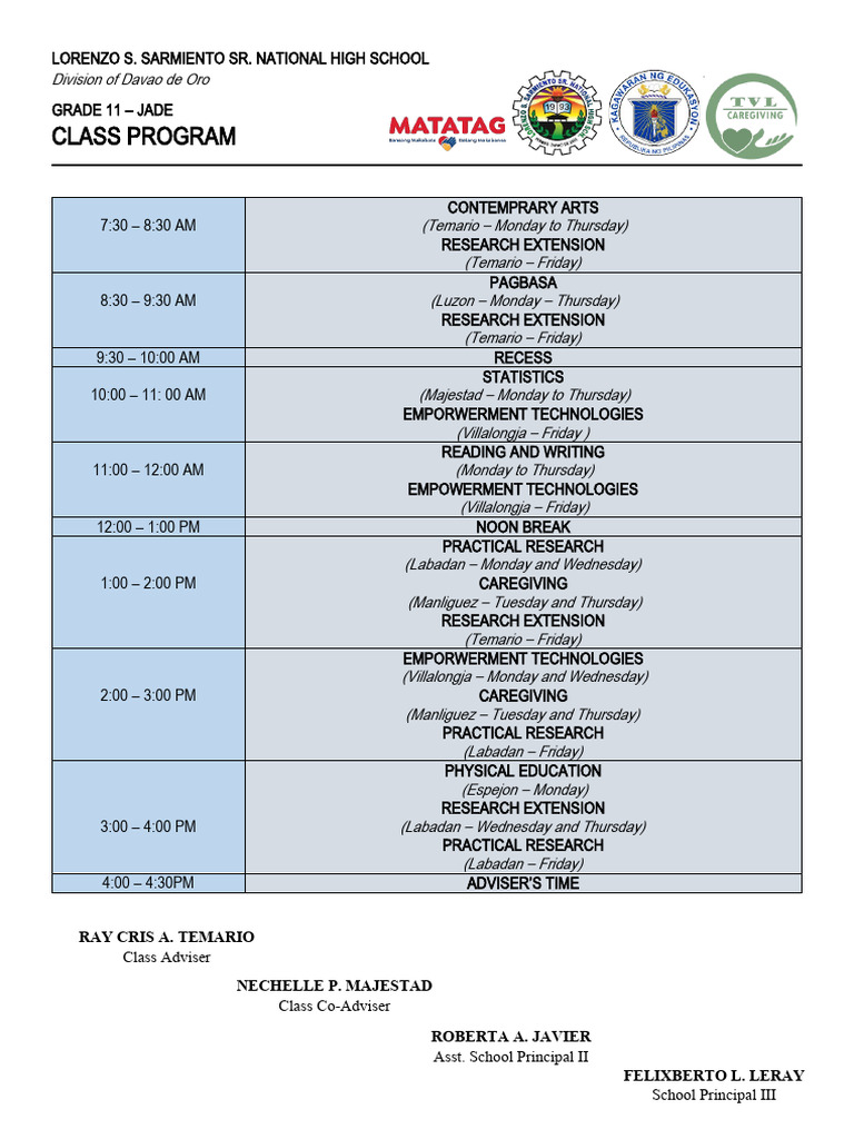 Classroom Program Pdf