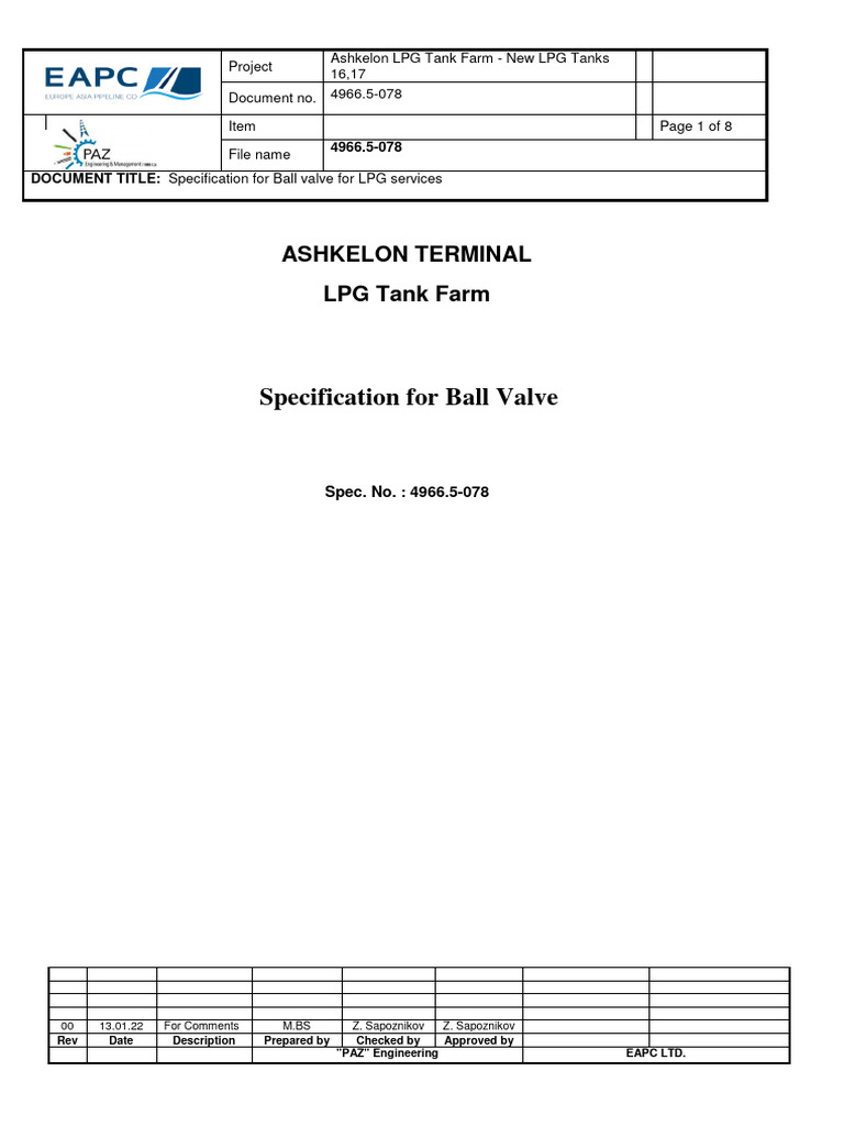 Ball Valves Specification | PDF | Valve | Actuator