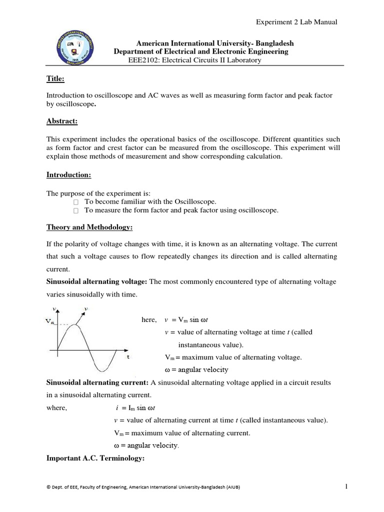 AC Exp 02 Student | PDF | Amplitude | Metrology