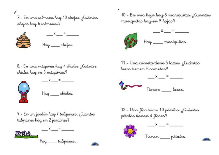 Ficha de Problemas de Multiplicación | PDF