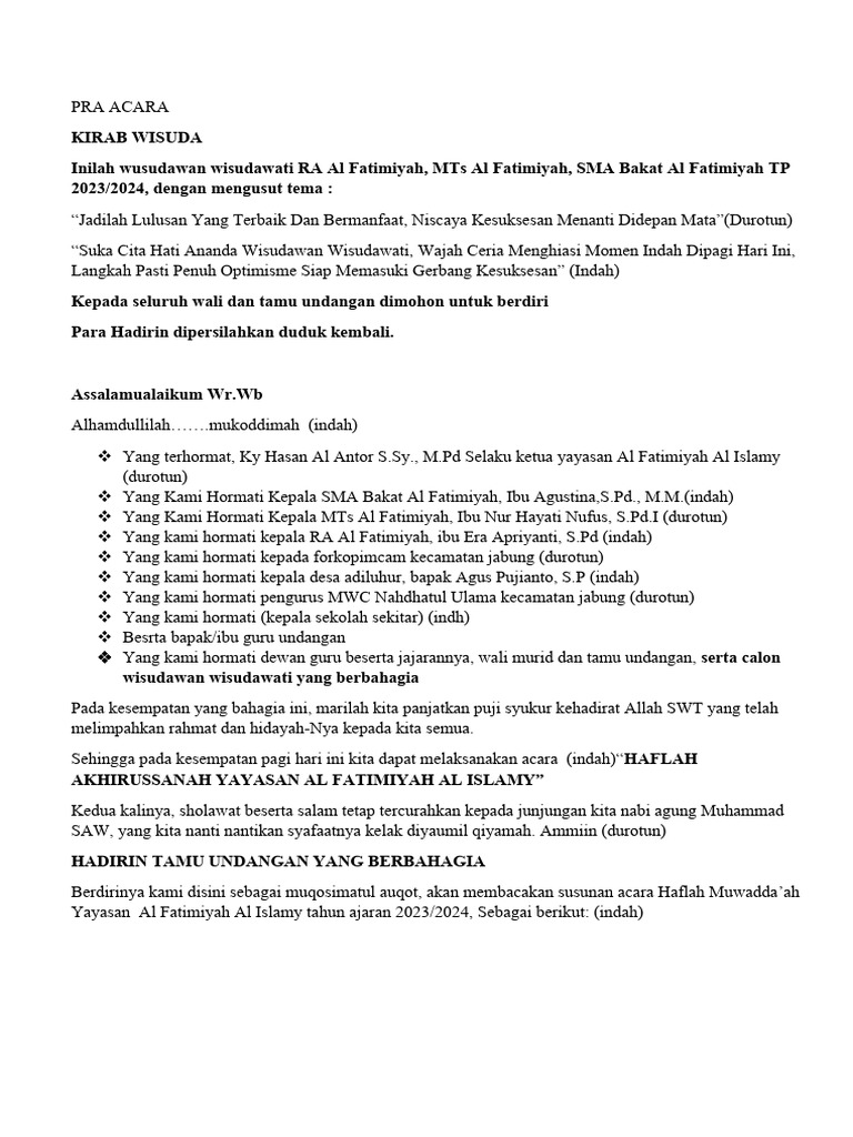 Teks MC Haflah 2024 | PDF