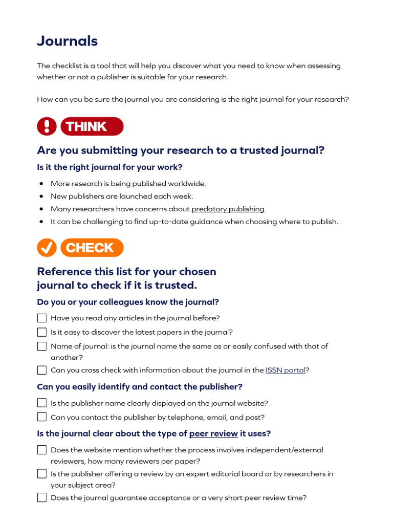 ThinkCheckSubmit Journals English | PDF | Open Access | Scholarly ...