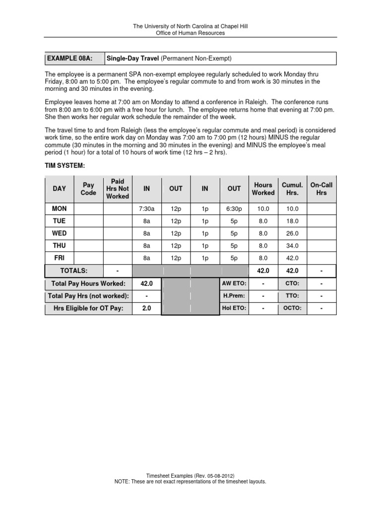 Travel Timesheet Template Example | PDF | Overtime | Working Time