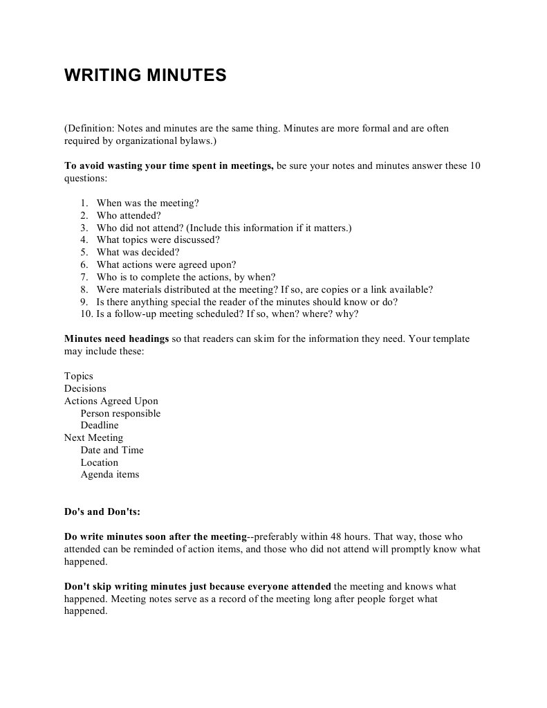 Writing Minutes | PDF