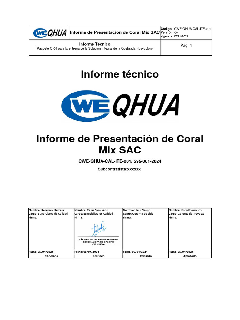 Informe Técnico Coral Mix SAC | PDF | Producción y fabricación | Análisis de sistemas