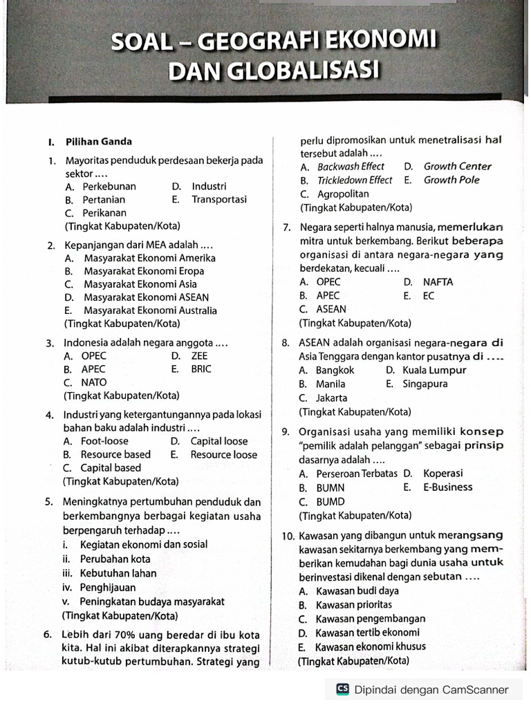 Soal 1 Geografi Ekonomi Dan Globalisasi | PDF