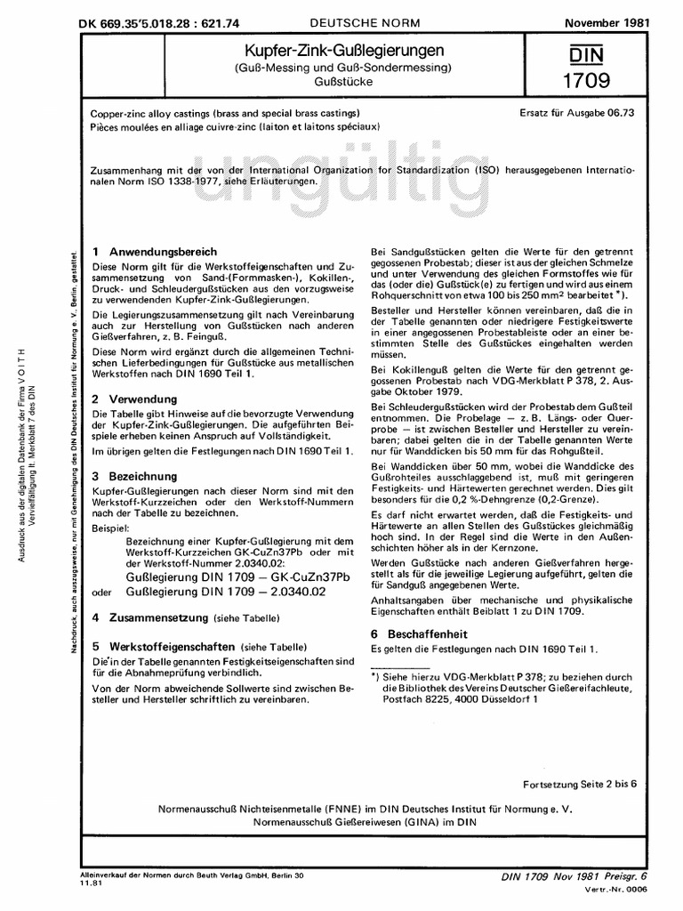DIN 1709 Bronze | PDF