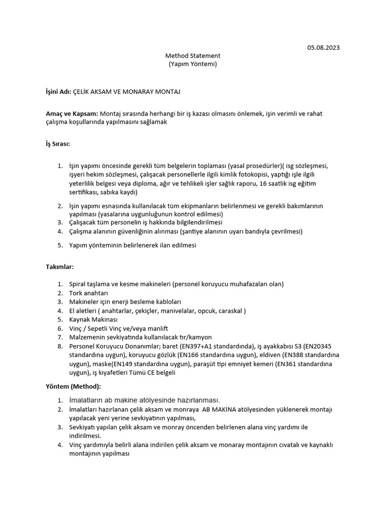Method Statement | PDF