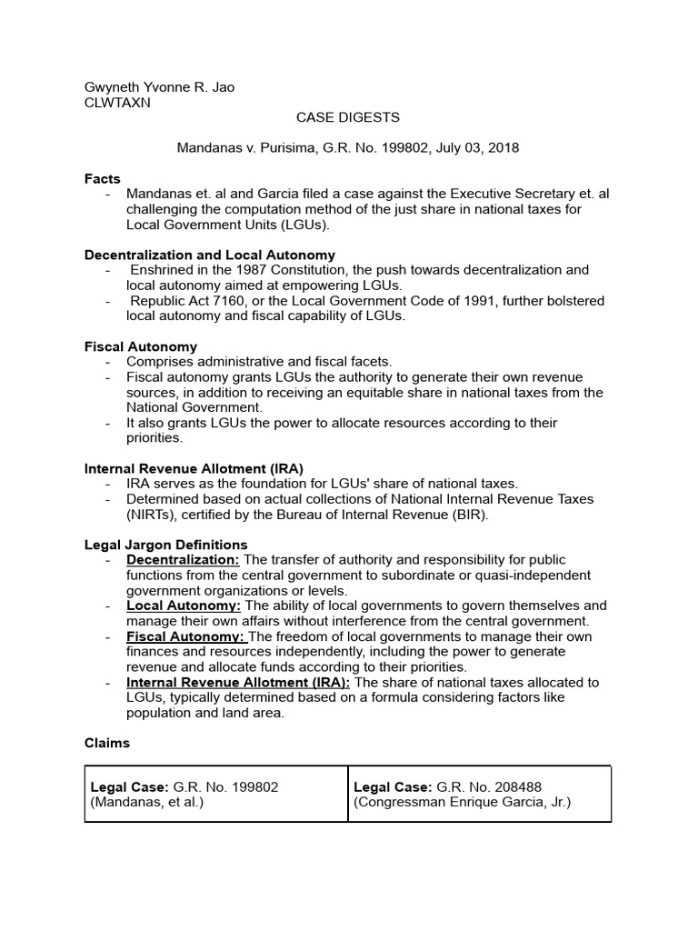 Case Digest On General Principles of Taxation | PDF | Taxes | Decree