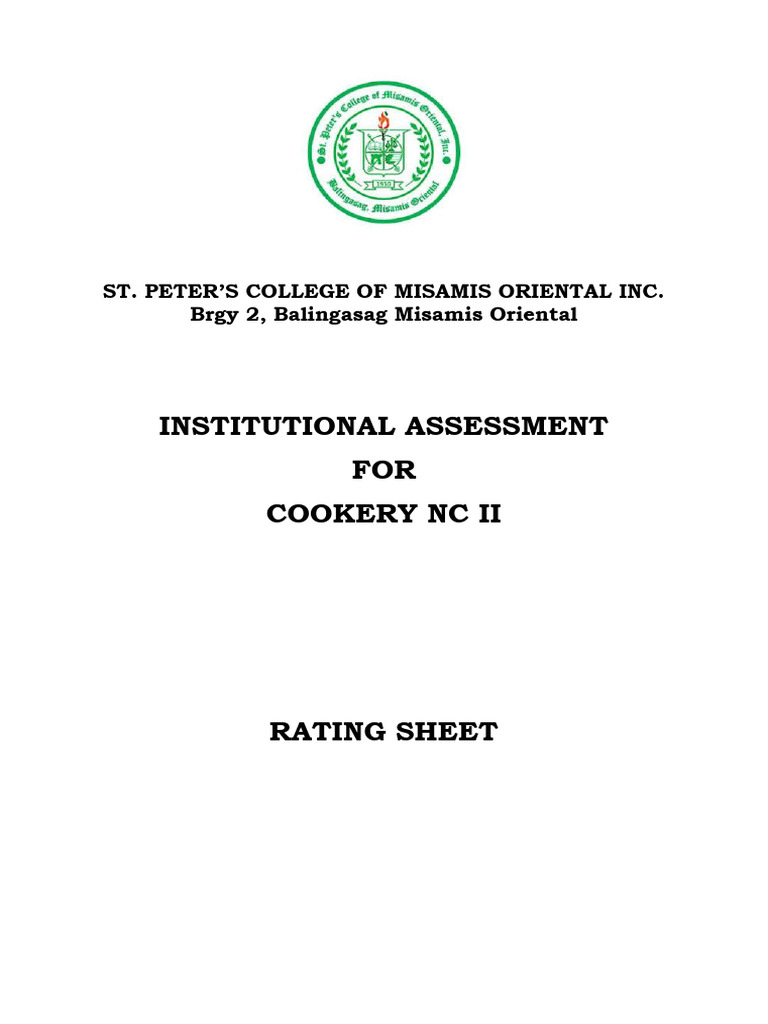 institutional-assessment-tool | PDF | Stock (Food) | Cooking
