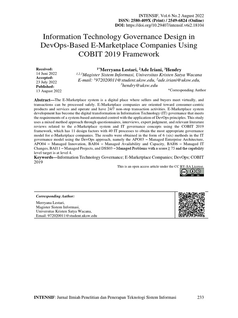 IT GOV DevOPS Marketplace Cobit 2019 | PDF | E Commerce | Governance