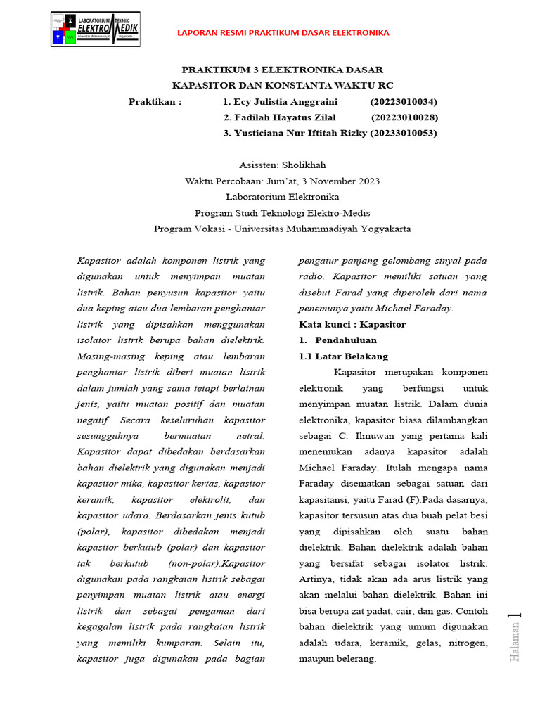 Laporan Resmi Eldas 3 | PDF | Sains & Matematika