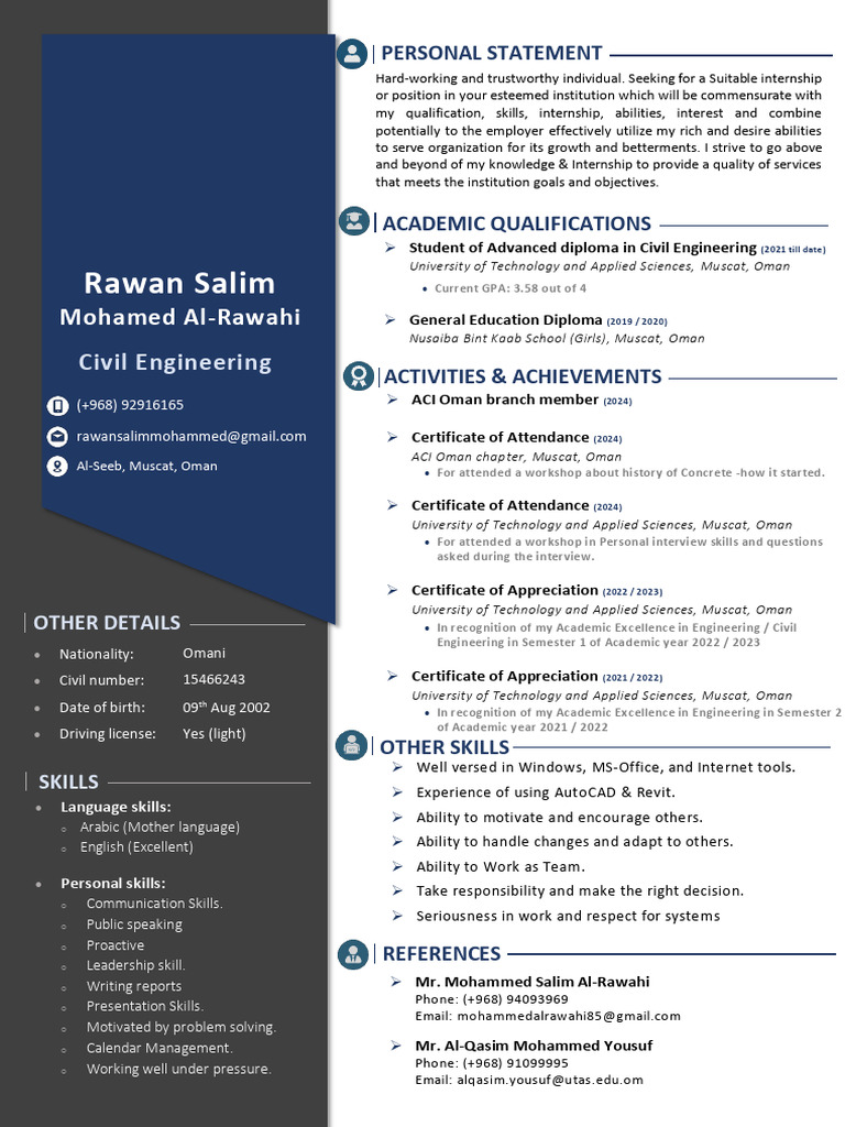 Rawan Salim Mohamed AlRawahi-CV | PDF | Oman