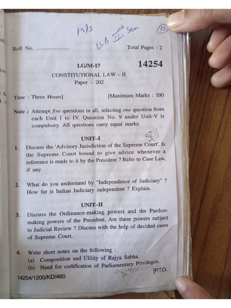 Previous Years Question Paper | PDF | Constitution | Legislature