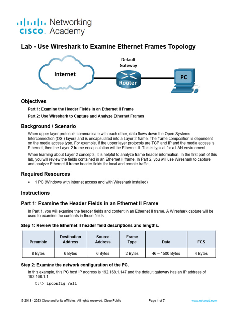 7.wireshark To Examine Ethernet Frames | PDF | Communications Protocols | Computer Network