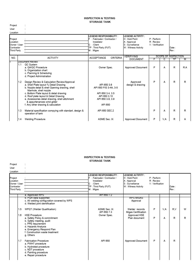 Form Itp | PDF | Nondestructive Testing | Welding