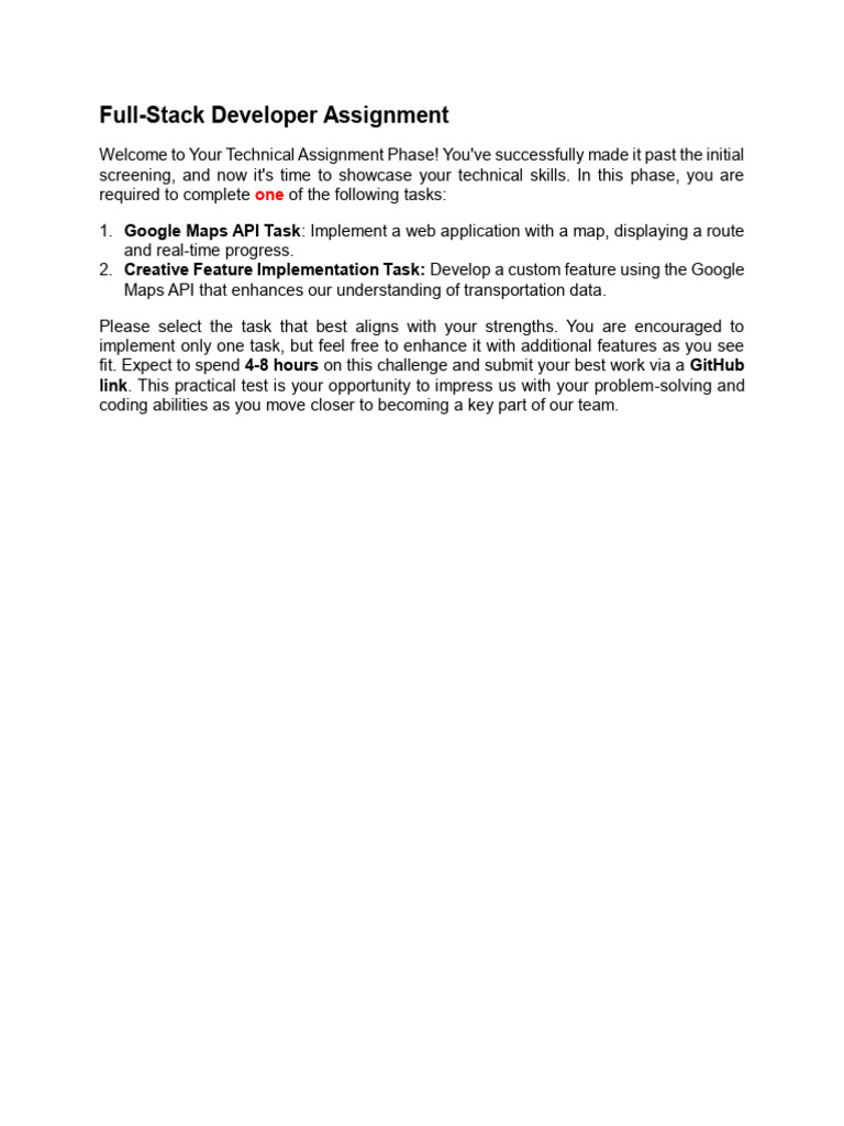Full-Stack Developer Assessment | PDF | World Wide Web | Internet & Web Full-Stack Developer Assessment | PDF | World Wide Web | Internet & Web