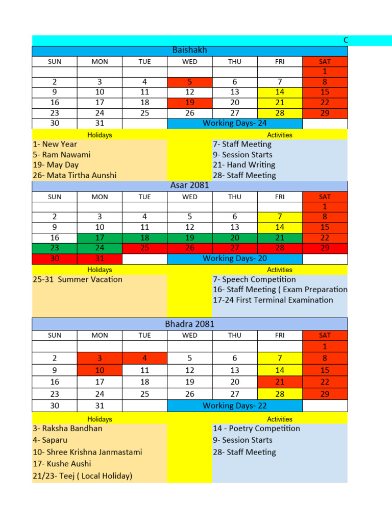 Calendar 2081 | PDF | Festival | Hindu Worship