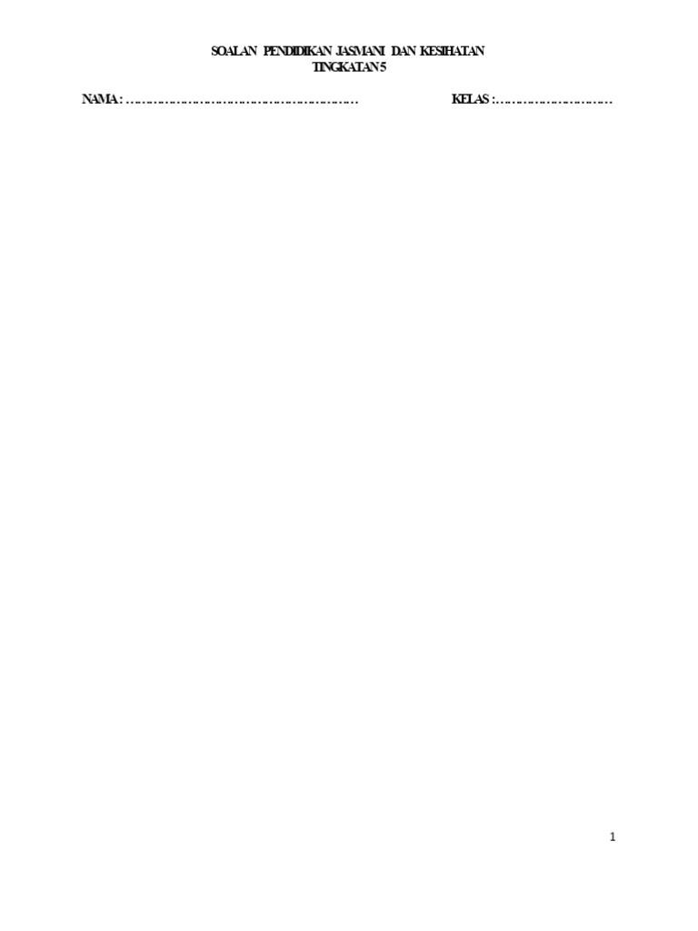 Soalan PJK Tingkatan 5 | PDF