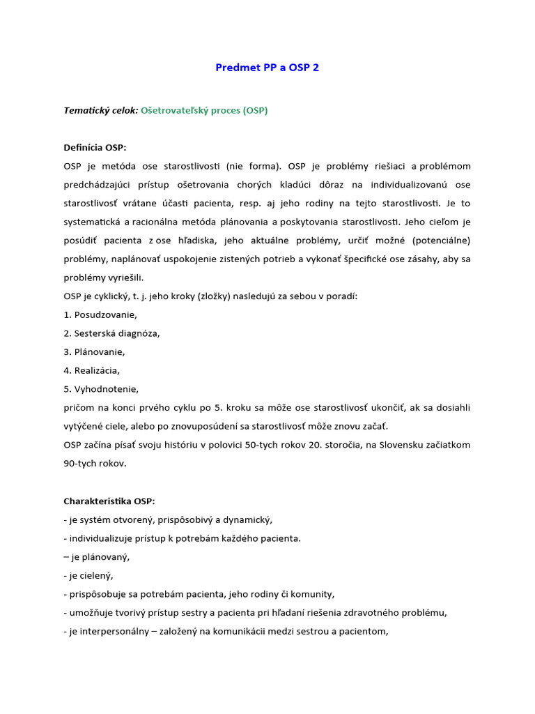 OSP - Sumár Učiva 2020 | PDF