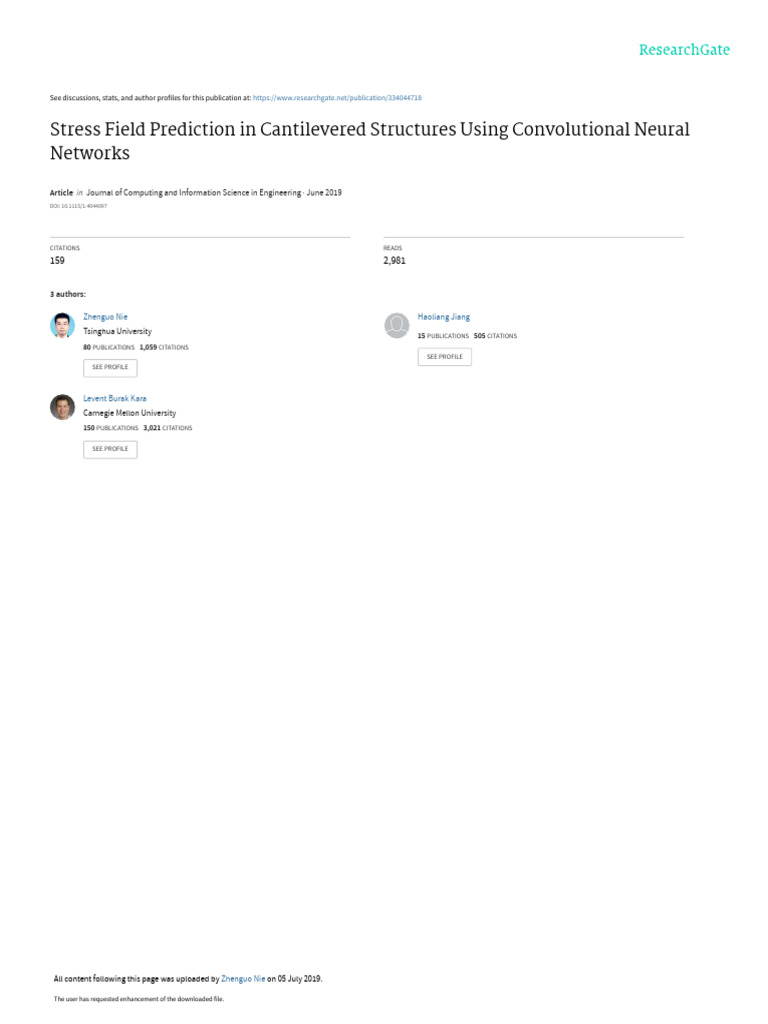 Stress Field Prediction in Cantilevered Structures Using Convolutional Neural | PDF | Deep ...