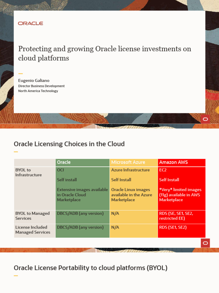 BYOL Oracle DB to Cloud Dec2020 | PDF | Amazon Web Services | Databases