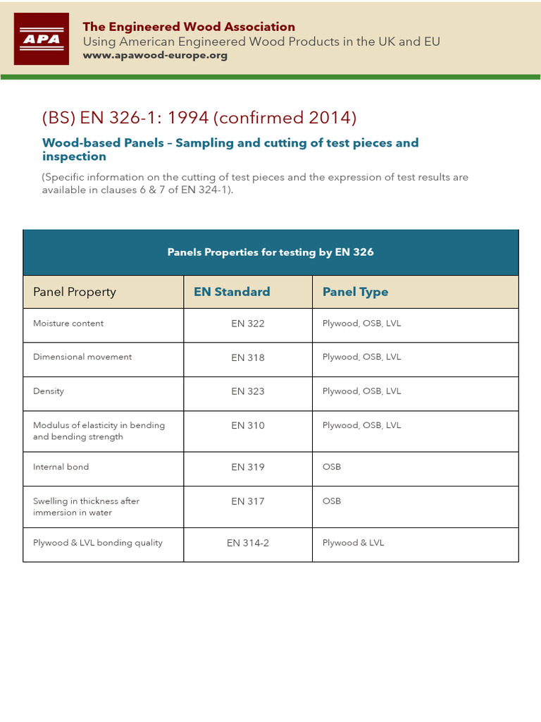 APA WOOD PDF Standard-19 BS-EN-326-1 | PDF