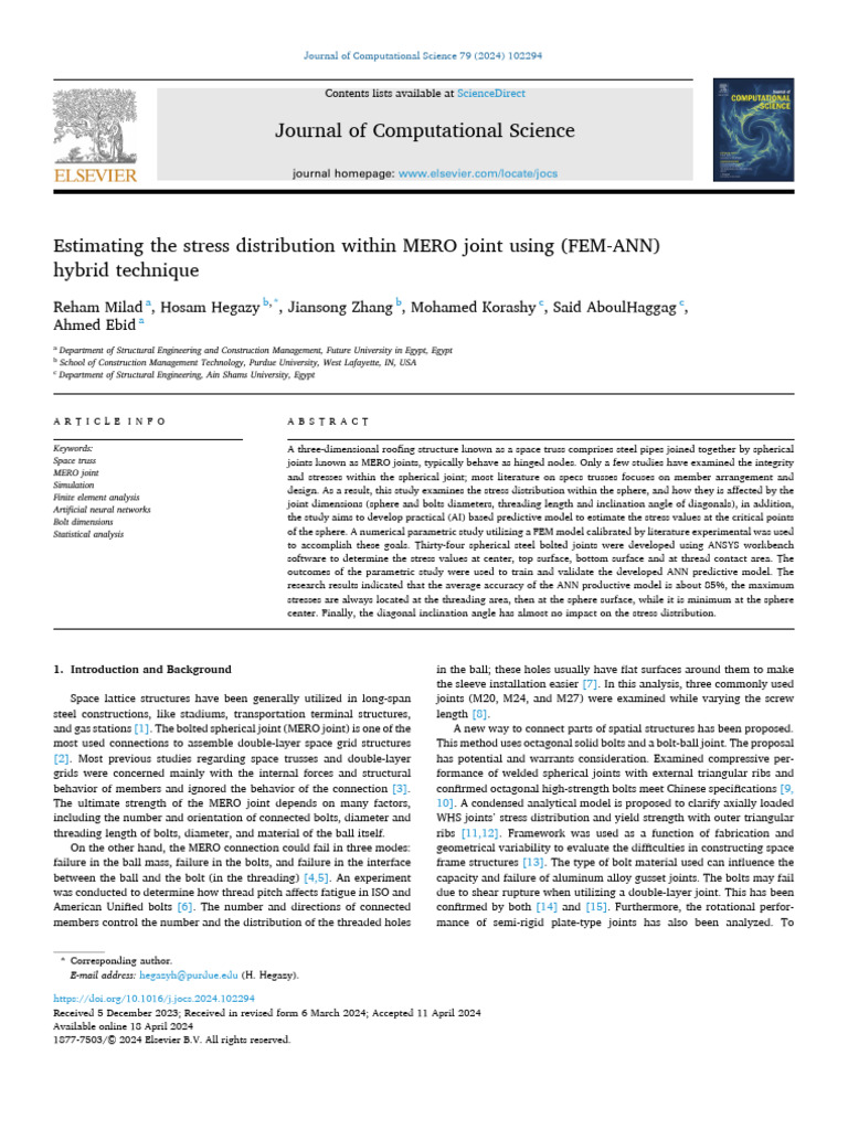 Estimating The Stress Distribution Within MERO Joint Using (FEM-ANN ...