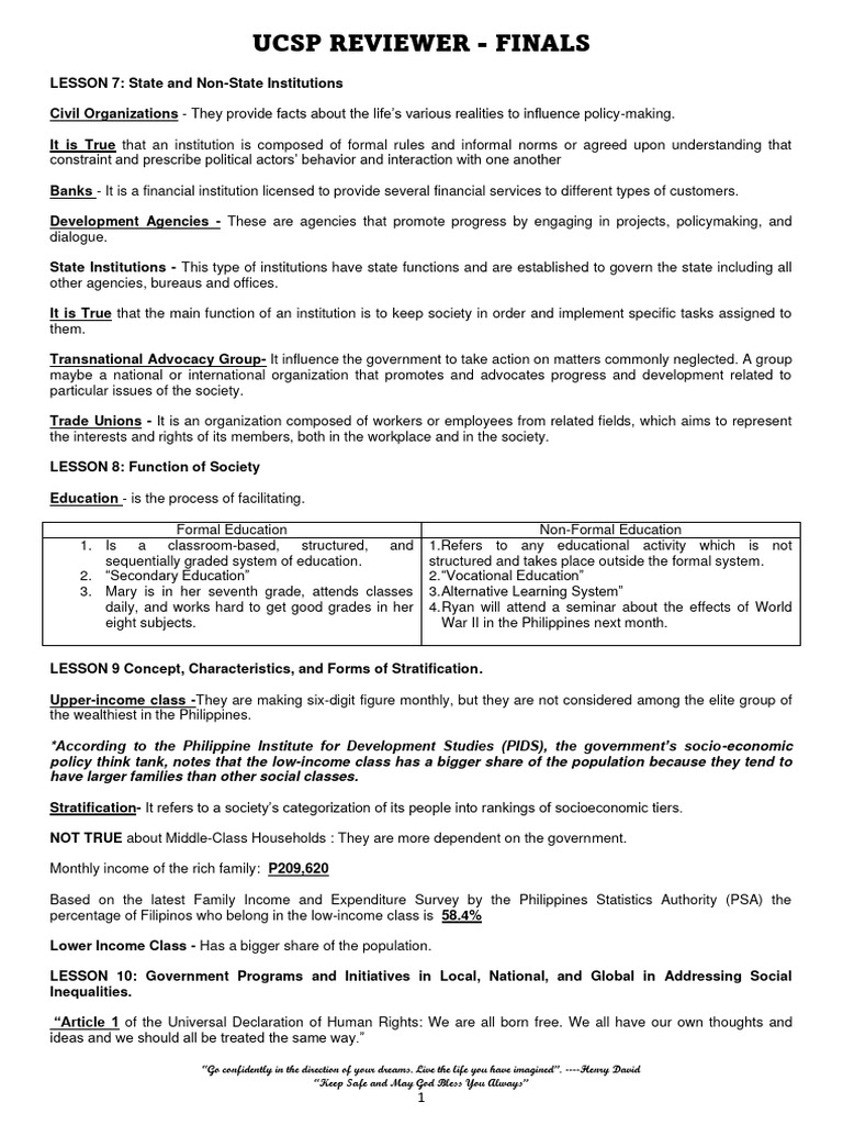 Ucsp Reviewer Finals | PDF | Social Inequality | Discrimination & Race Relations