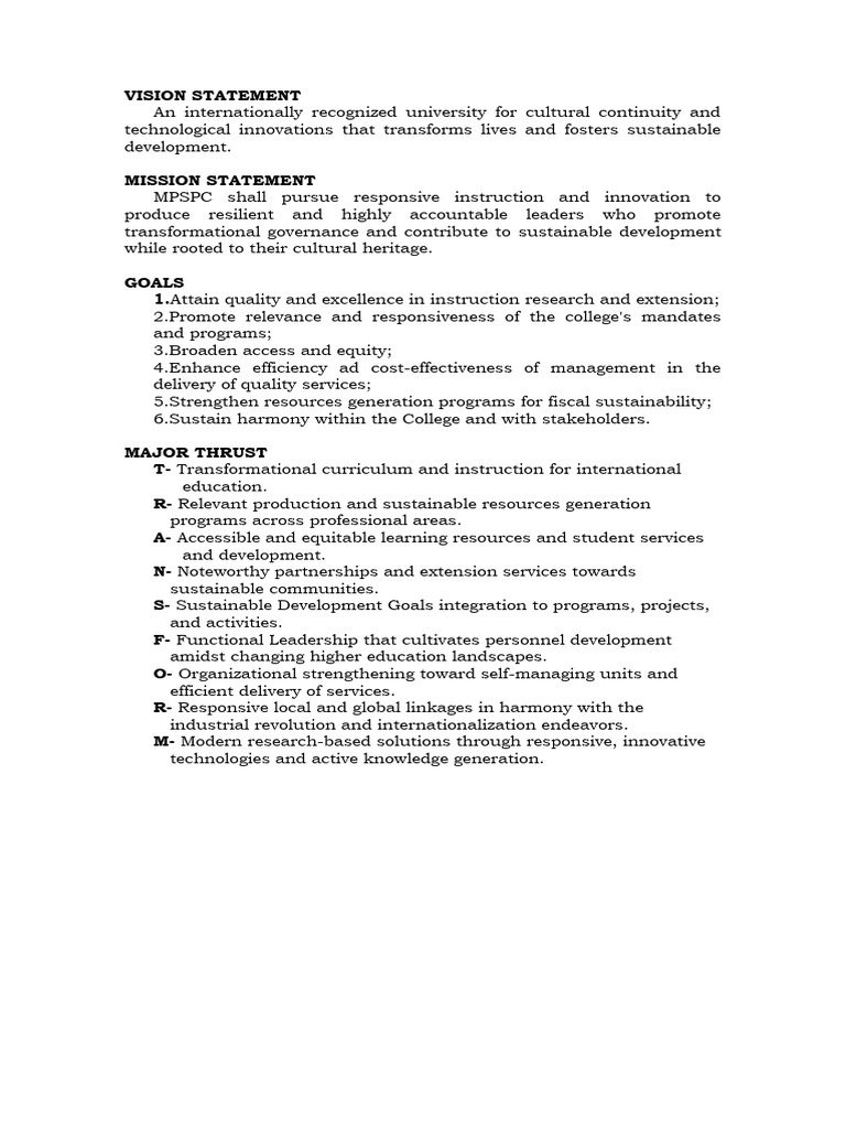 Vision Statement | PDF | Sustainability | Innovation