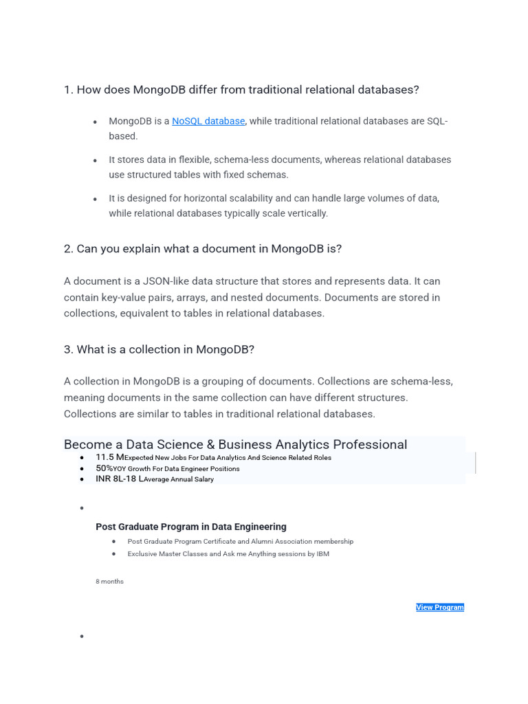 How Does Mongodb Differ From Traditional Relational Databases Pdf Mongo Db Databases