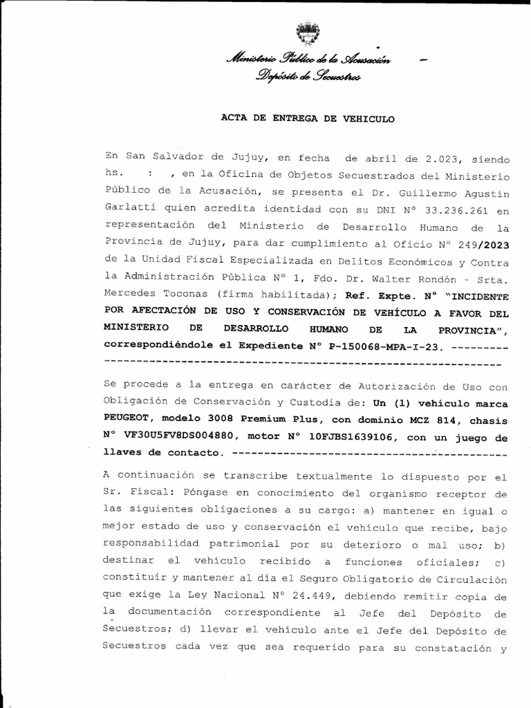 Acta Entrega Vei 2 | PDF