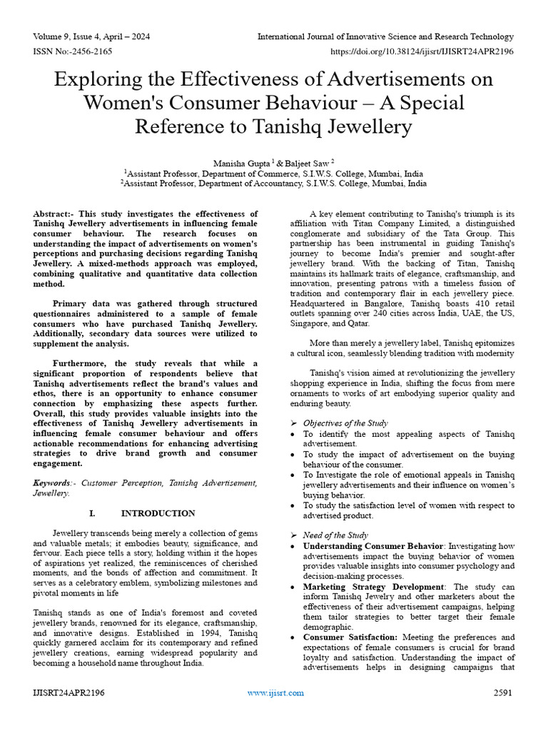 Exploring The Effectiveness of Advertisements On Women's Consumer ...