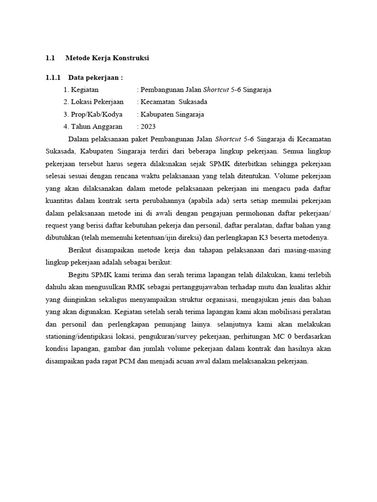 Metode Kerja Konstruksi | PDF