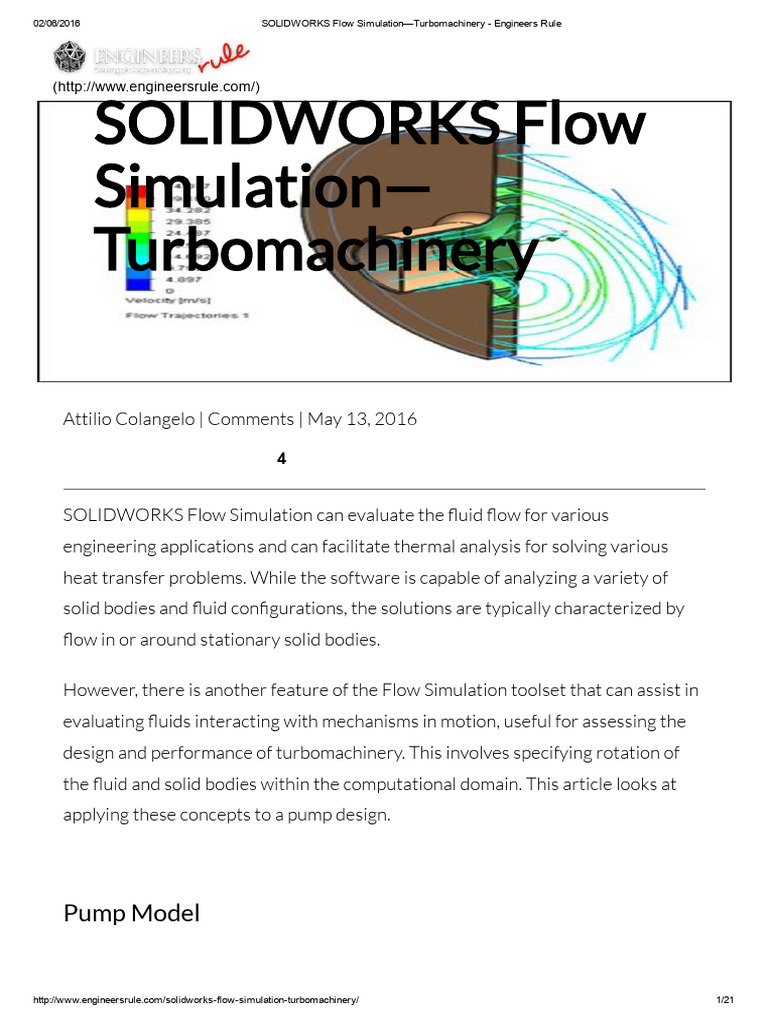 SOLIDWORKS Flow Simulation—Turbomachinery - Engineers Rule | PDF | Pump ...