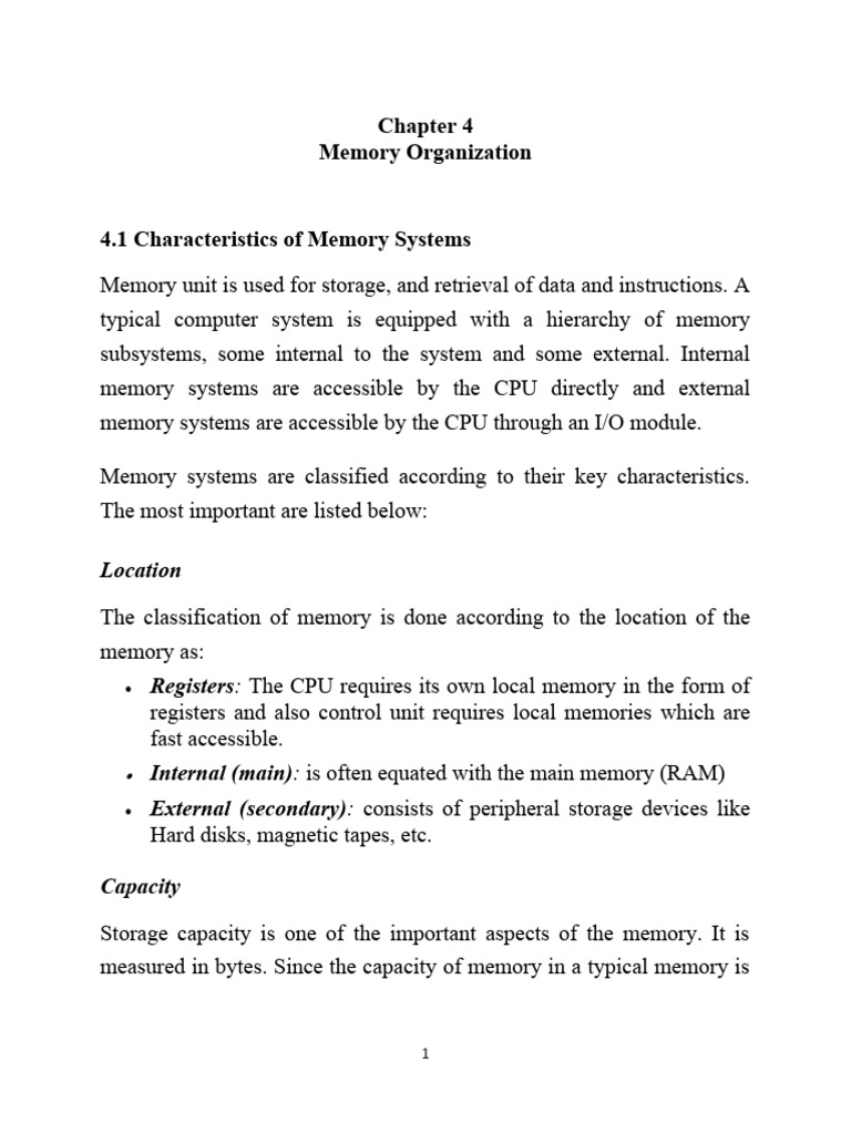 Chapter 4 Pdf Random Access Memory Computer Data Storage 