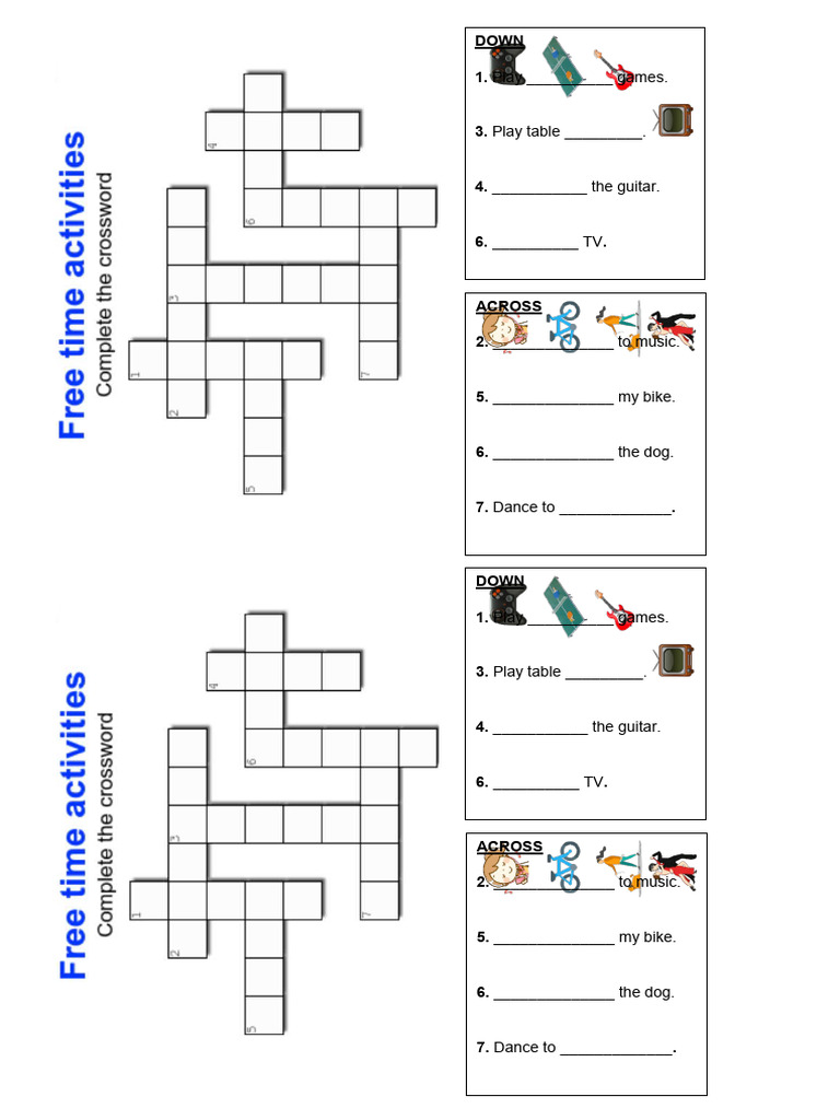 Crossword - Free Time Activities | PDF