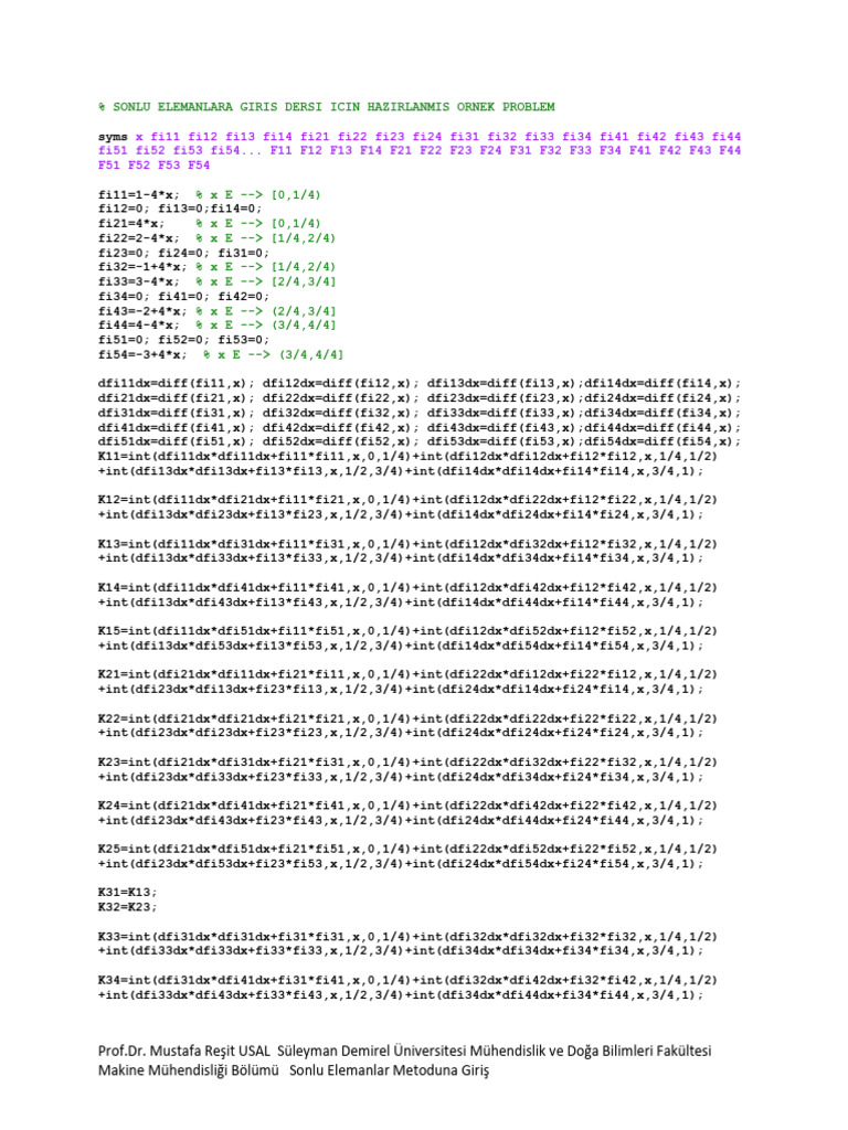 MATLAB Matris Denklem-ornek-2-KODLAR | PDF